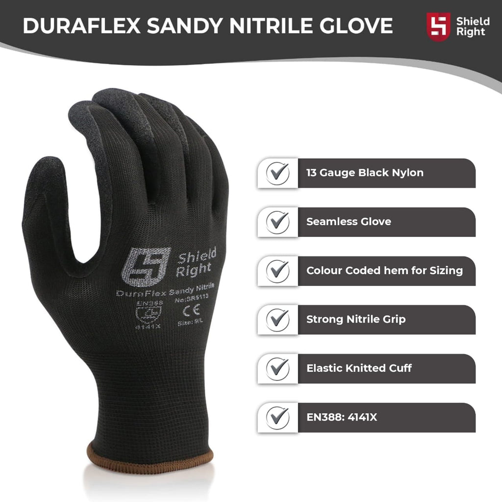 Shield Right DuraFlex Sandy Nitrile Glove (12 Pairs) | PPE Supplier