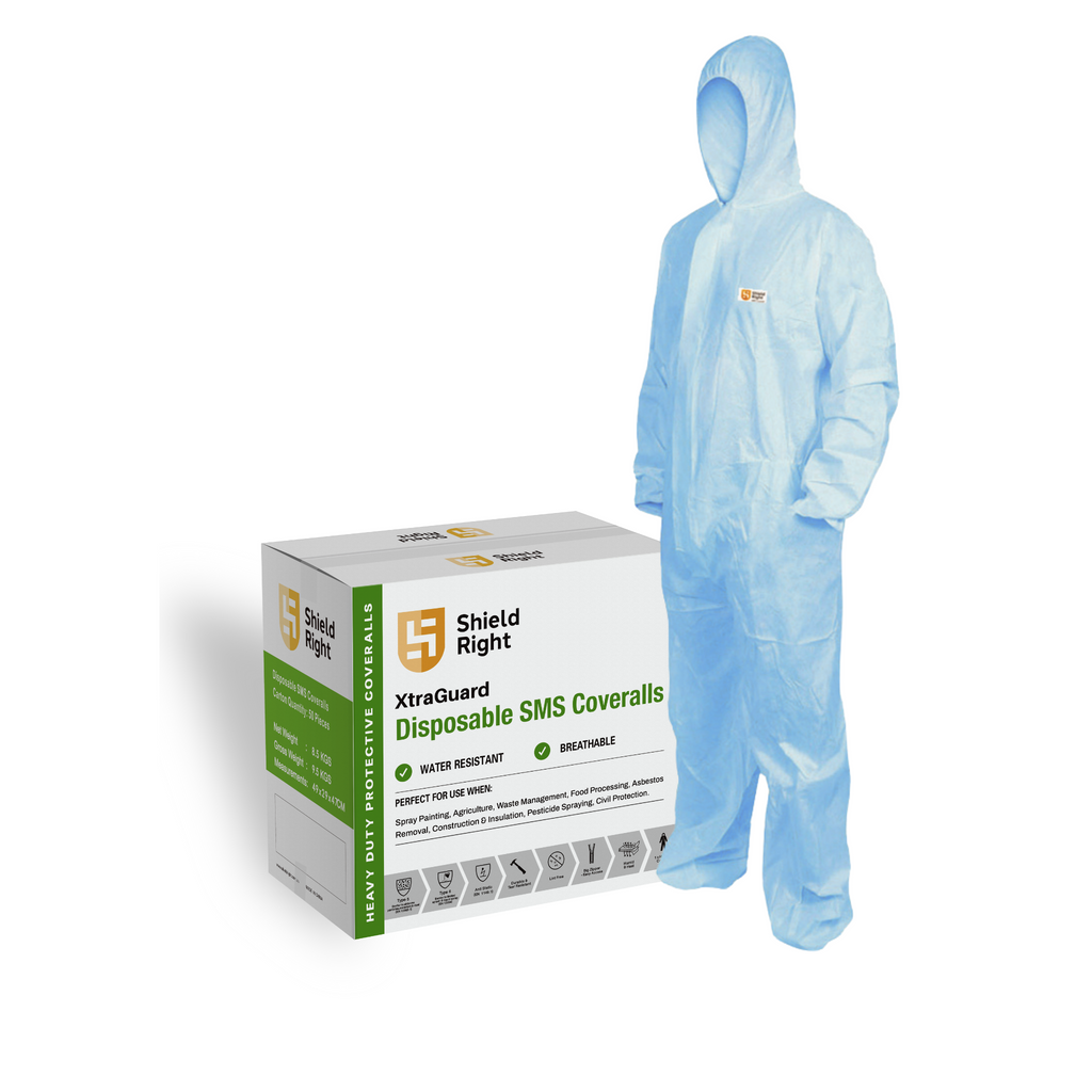 Shield Right Disposable Coveralls SMS Type 5-6 Carton (50 Pack) | PPE ...