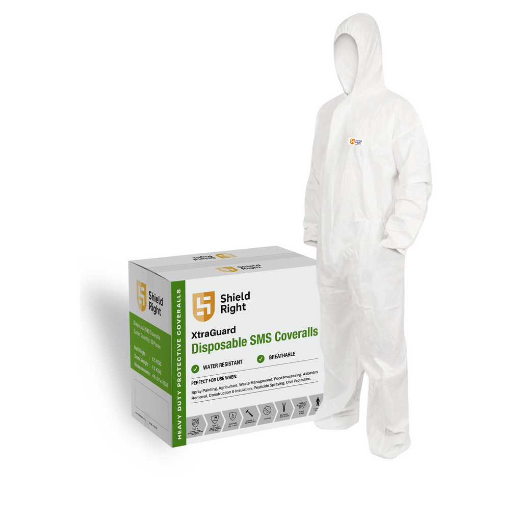 Shield Right Disposable Coveralls SMS Type 5-6 Carton (50 Pack) | PPE ...
