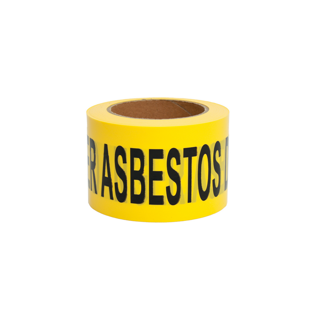 Danger Asbestos Dust Hazard Barrier Tape - 75mm x 300mtr Black on Yell ...