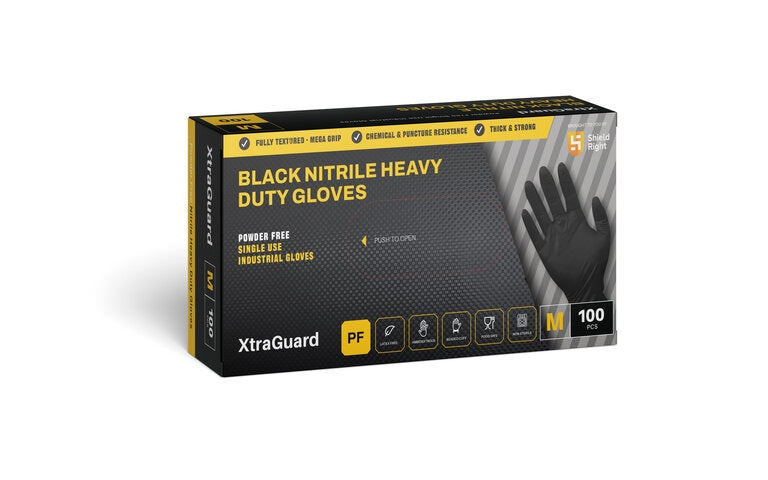 Shield Right Black Nitrile XtraGuard Disposable Gloves Heavy Duty | PPE ...