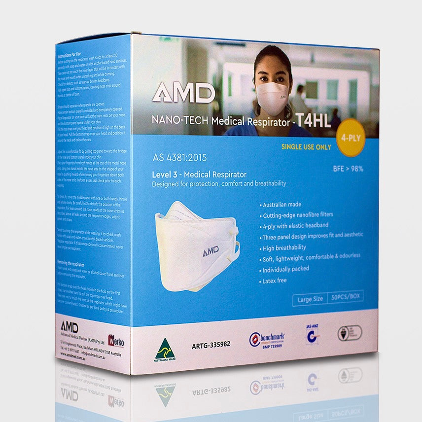 Clearence! AMD P2 N95 Nano-Tech Respirator Mask 4-Layer Headbands | PPE ...